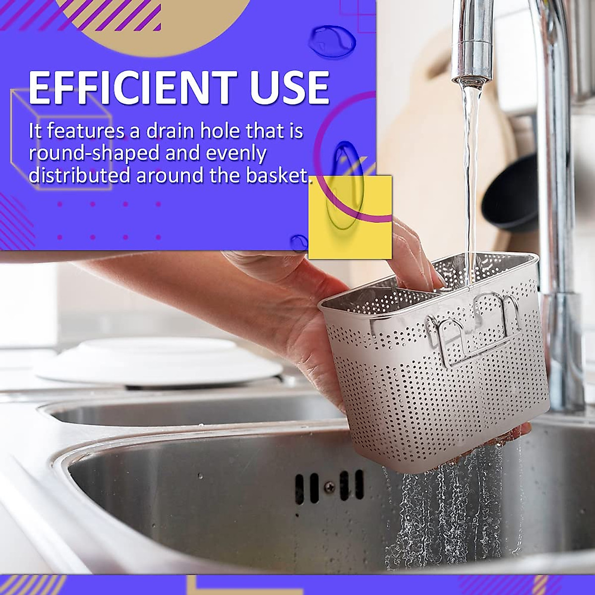 HOME&I Kitchen Utensil Holder-Thin Drying Rack Basket Organizer Utility Sturdy Stainless Steel 304 Flatware Silverware Cutlery Storage for Kitchen Dining (Medium-2 Compartments)