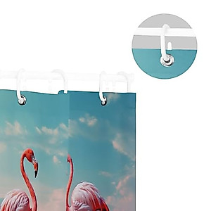 WELLDAY Shower Curtain Flamingos Bathroom Decor Waterproof Fabric with Hooks 60x72 Inch