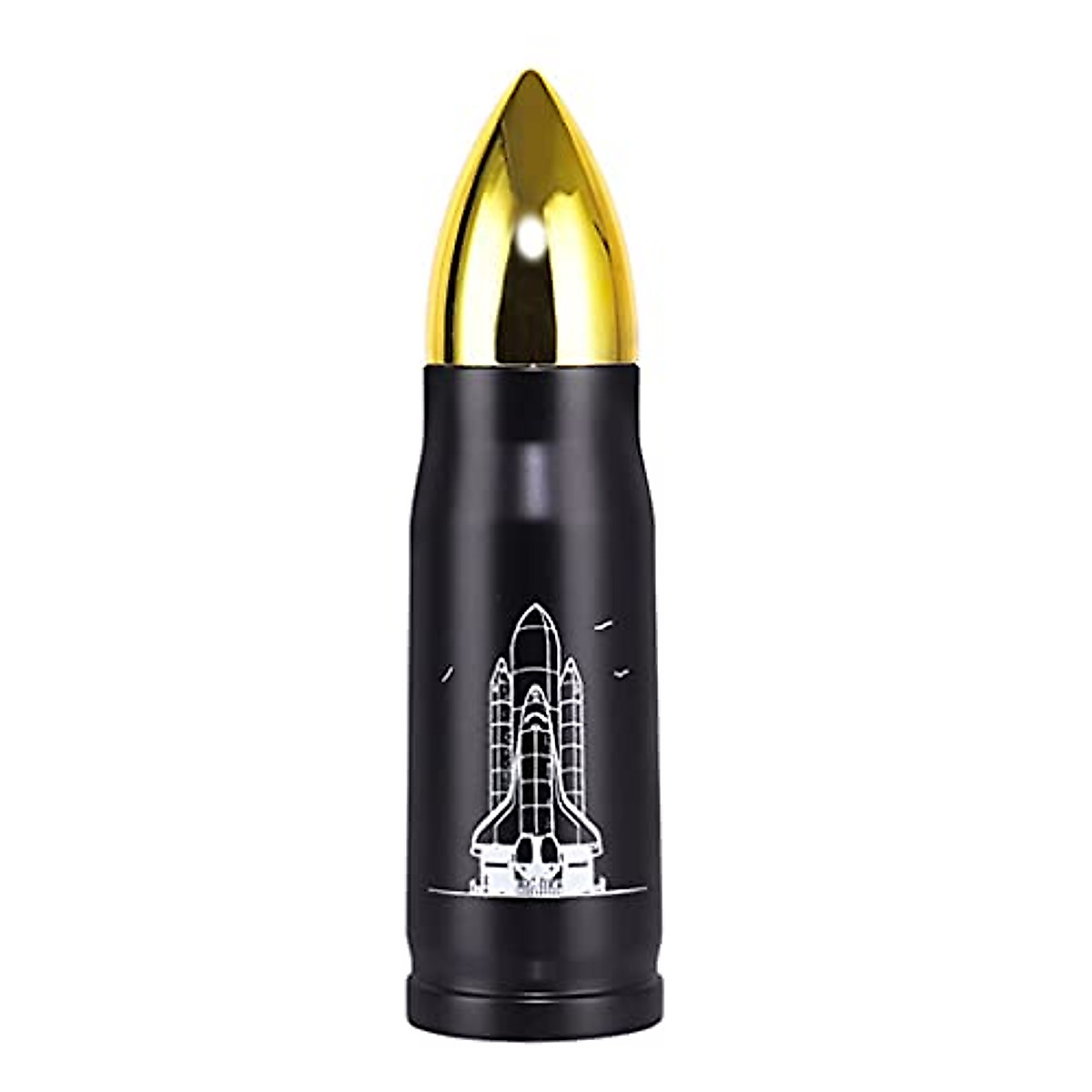 Yeahii Thermos Water Bottle Travel Outdoor Sports Thermos Water Bottle Bullet Shaped Thermos Bottle Stainless Steel Durable Portable, Gold, 500ml