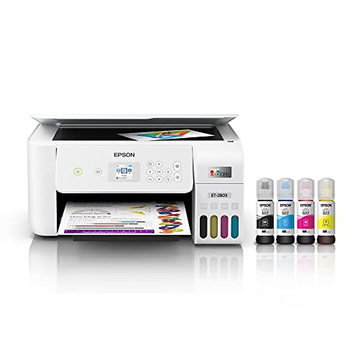 Epson EcoTank ET-28 03 All-in-One Wireless Color Inkjet Cartridge-Free Supertank Printer - Print Copy Scan - Voice-Activated Printing - Mobile Printing - 1.44" Color LCD - Print Up to 10 ppm