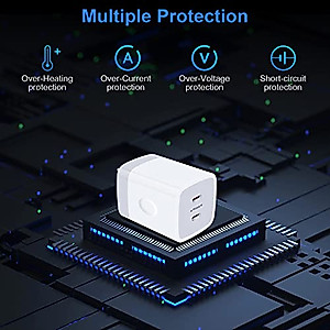 iPhone 40W Dual USB C Wall Fast Charger Block for iPhone 14/13/12Pro Max,Galaxy S23 S22 S21 Ultra A32 A04s A14 A53,Pixel 7 Pro/6a,JoHouer Dual Port USB C Power Adapter Samsung Charger Box Cube Plug