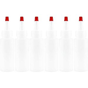 Cornucopia 2oz HDPE Plastic Squeeze Bottles w/Yorker Tips (6-Pack), Empty Refillable Bottles for Arts, Crafts & Kitchen