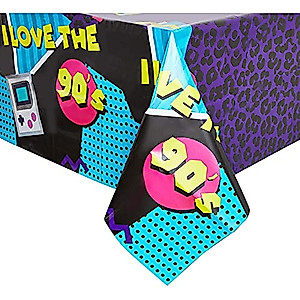 Purple Plastic Tablecloth for 90’s Birthday Party (54 x 108 in, 3 Pack)