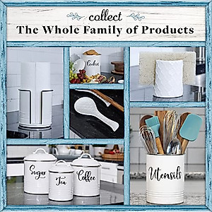 Home Acre Designs Kitchen Canisters Set of 3 - Airtight Tea, Sugar & Coffee Containers - Rustic Farmhouse Canister Jars - White