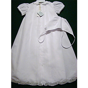 Feltman Brothers Girls Christening Gown White Batiste Lace with Bonnet 9/12m
