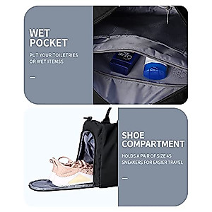 Travel Gym Duffel Bag with Shoes Compartment, Wet Pocket - For Plane, Sport, Swimming, Yoga
