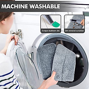 Sunally 18 Inch Professional Microfiber Floor Mop, Wet and Dust Mop with 4 Reusable Mop Pads, Gray