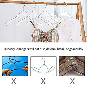 15 Pack Acrylic Hangers Clear and Gold Hangers Premium Quality Clear Acrylic Clothes Hangers Clothing Standard Hangers