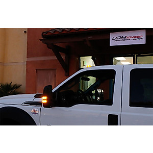 iJDMTOY Smoked Lens Switchback LED Side Mirror Marker Lamps Compatible With 2008-16 Ford F250 F350 F450 Super Duty, (2) Smoked Lens, White LED Parking Light, Amber LED Turn Signal Light