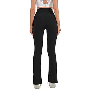 HEGALY Women's Flare Yoga Pants - Crossover Flare Leggings High Waisted Bootcut Bell Bottom Workout Sweatpants Black