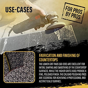 Calidad 4" Electroplated Diamond Polishing Pad Set for Perfect Finishing of Tile & Porcelain. Professional Pads for Angle Grinders. Expertly Designed for Dry/Wet Applications. Grits 60-100-200-400