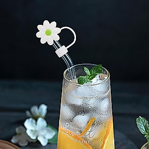 5PCS Straw Cover Cap for Stanley Cup, Flower Straw Topper for Stanley 30&40 Oz Tumbler with Handle, 10mm Silicone Cute Drinking Straw Tip Covers for Christmas Gifts. (5PCS Flower)