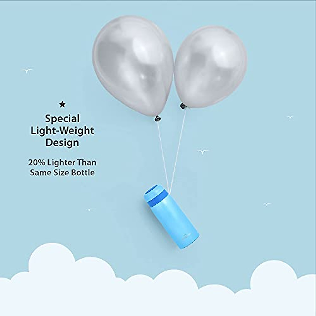 GrandTies Kids Insulated Water Bottle- 12oz Lightweight Stainless Steel Vacuum Insulate Bottle for Kids- Double Walled Thermal Bottle, Metal Canteen Keep Children Favorite Beverages Hot or Cold (Blue)