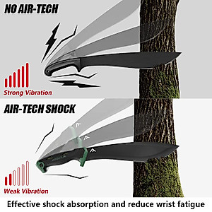 FLISSA Machete, 11'' Fixed Blade Camp Knife, Bolo Machete for Clearing Brush, Patented Shock Absorbing Air Tech Handle, Ideal for Gardening, Bushcraft and Outdoor, Molded Sheath Included