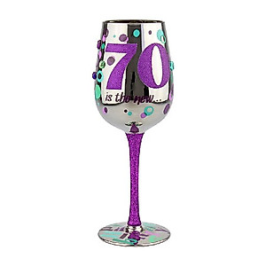 Top Shelf Decorative Metallic 70th Birthday Wine Glass, 1 Count (Pack of 1), Multicolor