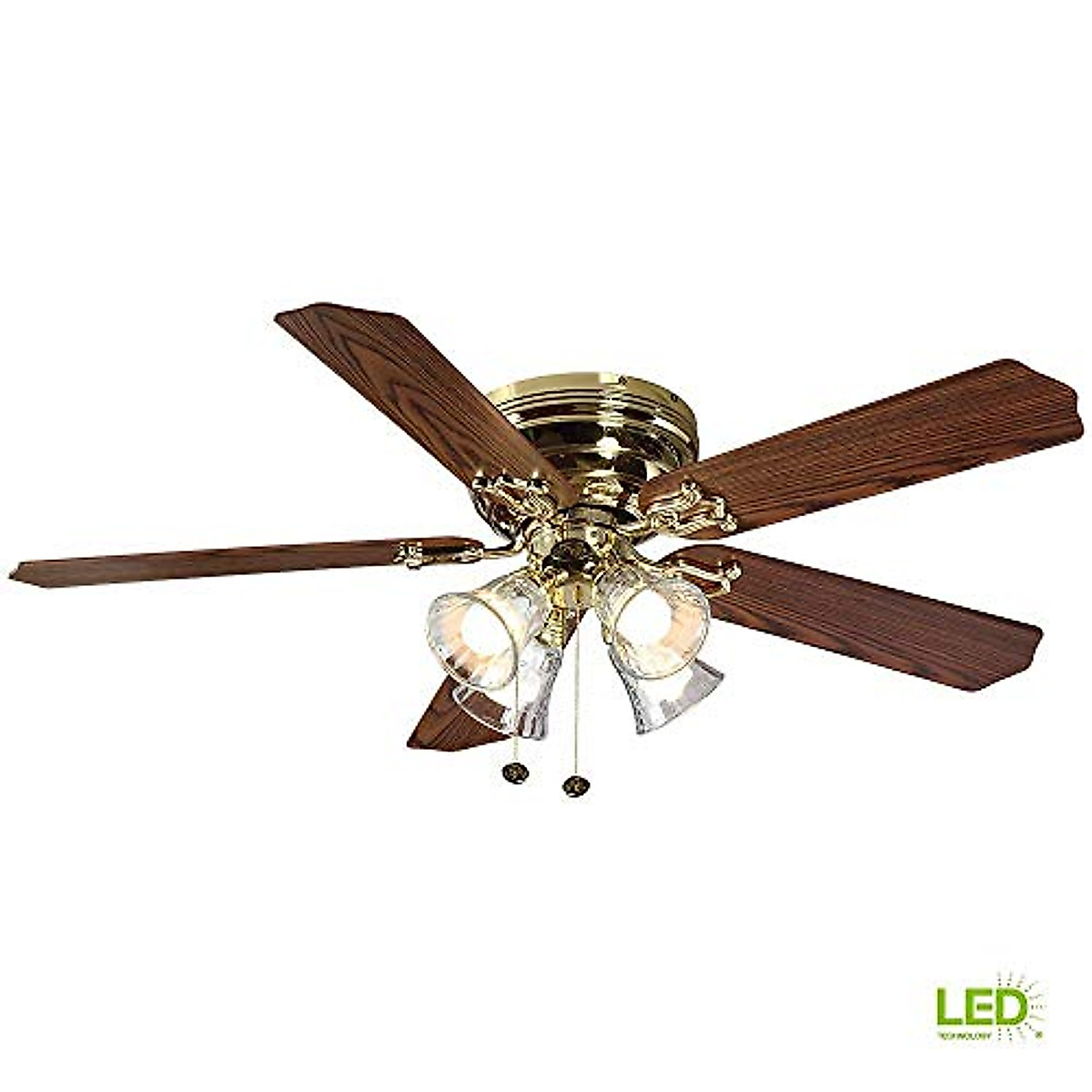 Hampton Bay Carriage House 52 in. LED Indoor Polished Brass Ceiling Fan with Light Kit
