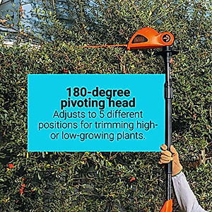 BLACK+DECKER 20V MAX* POWERCONNECT 18 in. Cordless Pole Hedge Trimmer, Tool Only (LPHT120B)