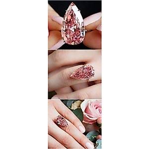 Opal Jewelry Womens Fashion Rose Gold Pear Cut Ring Eternity Pink Sapphire Waterdrop Jewelry (7)