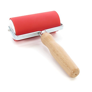 American Educational Products A-131500 ABIG Press Rollers, 4" Wide (5 mm=0.2" Rubber Thickness) Plastic Core and Beechwood Handle