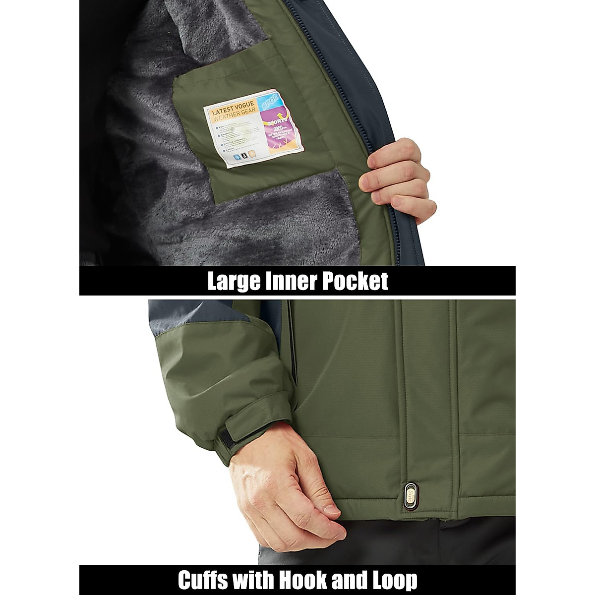 MAGCOMSEN Work Jacket Winter Coats Ski Jacket Waterproof Jaket Rain Jackets Fleece Jacket Softshell Jacket Tactical Jacket Snowboard Jackets Green