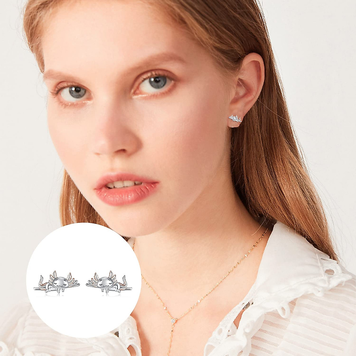 StoryMidir Axolotl Earrings Cute Sleep Axolotl Stud Earrings for Women 925 Sterling Silver Animal Pendant Mexican Axolotls Jewelry Mothers Day Gifts
