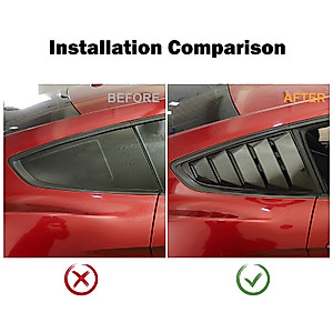 RT-TCZ Rear Quarter Side Window Scoop Louvers Sun Shade Cover Wind Vent Air Deflector Decoration Exterior Accessories for Ford Mustang 2015-2022,2PCS (Black)