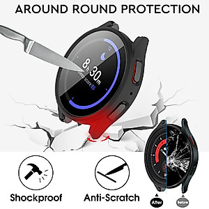 Bougraite 12+4 Pack Case for Samsung Galaxy Watch FE/5/4 40mm with Tempered Glass Screen Protector, Waterproof Hard PC Bumper Scratch Resistant Protective Cover Compatible with Galaxy Watch FE/5/4 40mm