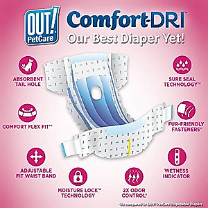 OUT! Pet Care Disposable Female Dog Diapers | Absorbent with Leak Proof Fit | Toy, 32 Count