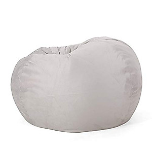 Christopher Knight Home Harrison Modern 5 Foot Microfiber Bean Bag Cover Only, Light Gray, Large