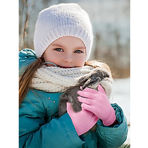 Cooraby 16 Pairs Winter Kids Warm Magic Gloves Full Fingers Stretchy Knitted Gloves for Boys or Girls