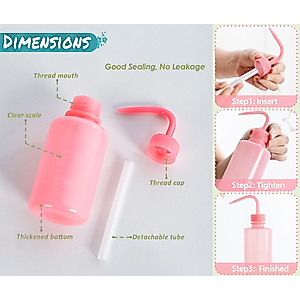 Tattoo Wash Bottle- Melphoe 2Pcs 250ml Water Squirt Bottle Succulent Watering, Safety Rinse Bottle Watering Tools, Tattoo Supplies, Irrigation Squeeze Sprinkling Can Wash Plant Bottle (Pink)