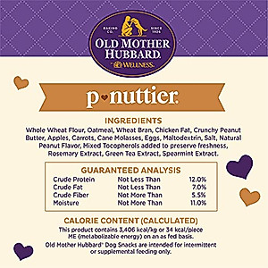 Old Mother Hubbard by Wellness Classic P-Nuttier Natural Dog Treats, Crunchy Oven-Baked Biscuits, Ideal for Training, Small Size, 20 ounce bag
