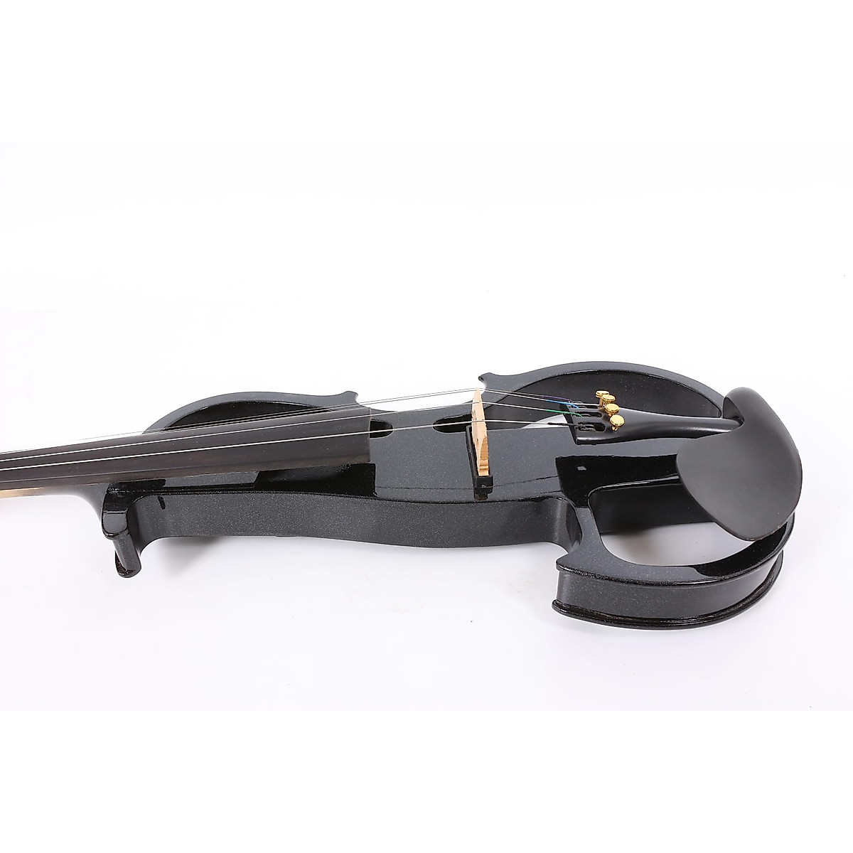 Yinfente 16inch Electric Viola solid wood with ebony viola fingerboard, chin rest, viola pegs, viola case bow, black silent voila for professional or beginners to practice (black)