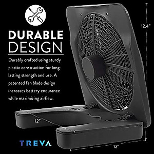 Treva 10-Inch Portable Desktop Air Circulation Battery Fan, 2 Speed, Compact Folding & Tilt Design, with AC Adapter (Graphite)