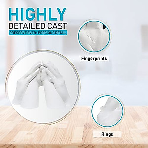 XL DIY Hands Casting Kit for Up to 6 People (Adults and Childrens) | Includes Wood Base | Statue Molding Kit | Hand Mold Keepsake Sculpture Kit for Birthday, Wedding, Anniversary