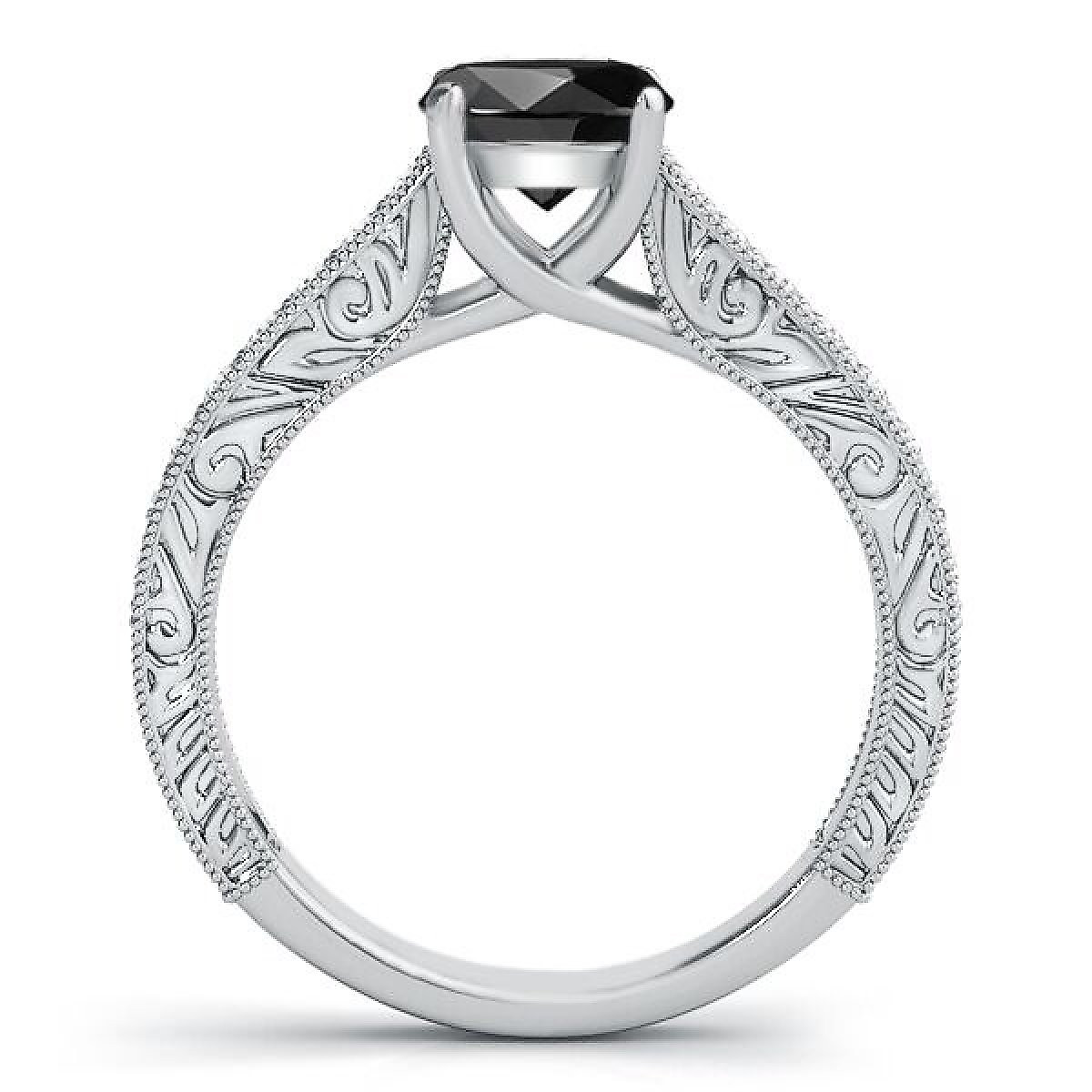 MauliJewels 1.50 Carat Black Diamond Bridal Ring Set For Women Crafted Prong 10K Solid Rose,Whit & Yellow Gold