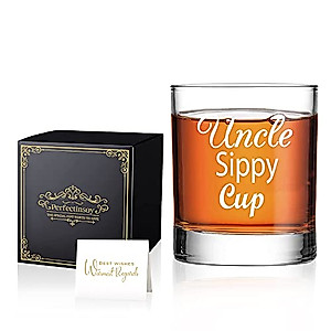 Perfectinsoy Uncte Sippy Cup Whiskey Glass Gift Box, Ideas From Niece Nephews, Funny Birthday Gift for Uncle