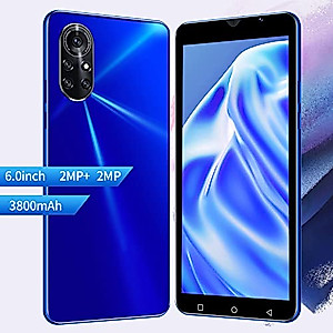 Android Unlocked Cell Phone Dual Sim 6 in Unlocked Phone Face ID + Fingerprint GSM Smartphones Smartphone Gimbal Extension Pole (Blue, One Size)