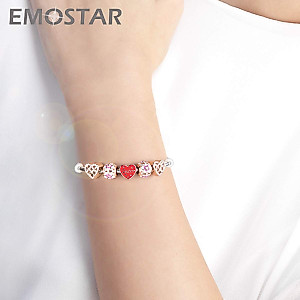 Rose Gold Magnolia Bloom Charms fit Pandora Valentines Bracelet, 925 Sterling Silver Magnolia Flower Pale Cerise Enamel CZ Beads, Gift for Lovers/Best Mom/First Mothers Day