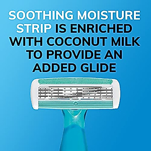 BIC Soleil Comfort 4-Blade Disposable Razors for Women Sensitive Skin Razor for a Smooth and Close Shave, 3 Piece Razor Set