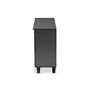 Baxton Studio Fernanda Modern and Contemporary Dark Gray 3-Door Wooden Entryway Shoe Storage Wide Cabinet