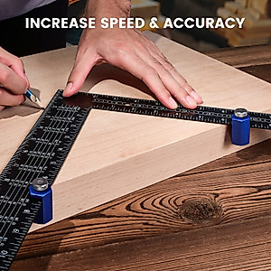 Tall Stair Gauges for Framing Square, Ortis Framing Jig for Easier and Faster Stair Layout, Non-Slip, Pack of 2, Blue