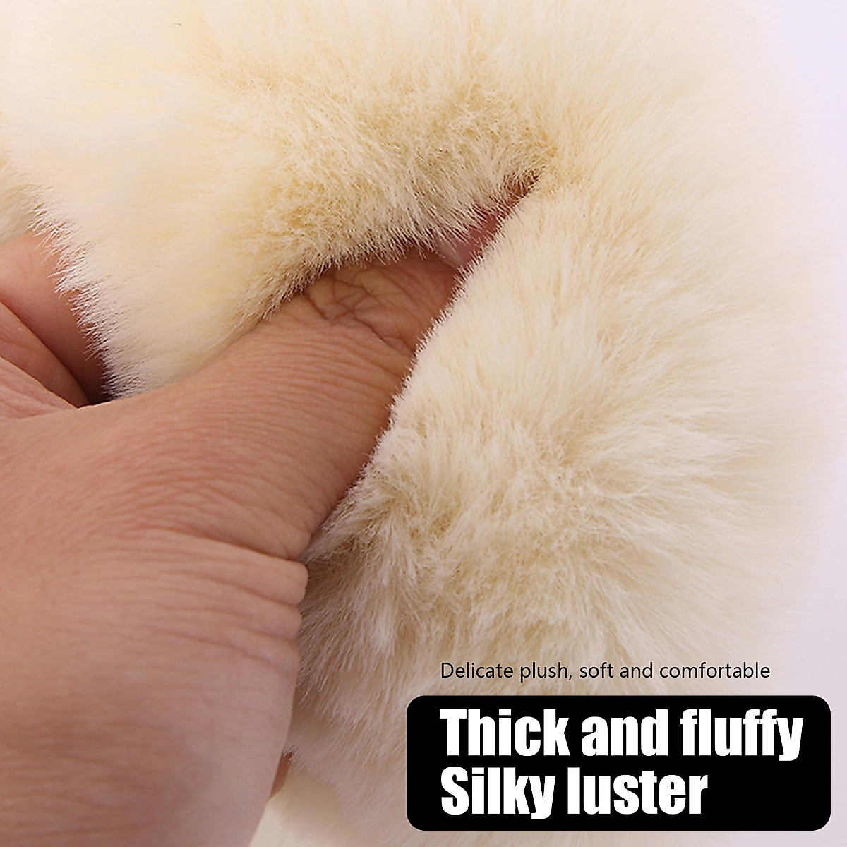 QODOLSI Pack-2 Car Seat Belt Pads, Fluffy Shoulder Pads, Self-Adhesive Auto Protective Pads, Soft Faux Rabbit Plush Pads, Backpack Strap Cover, Universal for Most Cars, Trucks, SUVs (Black)