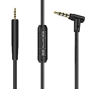 Replacement Audio Cable Cord for Bose QC25, QC35, QuietComfort 25, QuietComfort 35, OE2,OE2i, On-Ear 2 Headphones Inline Mic/Remote Control – Black