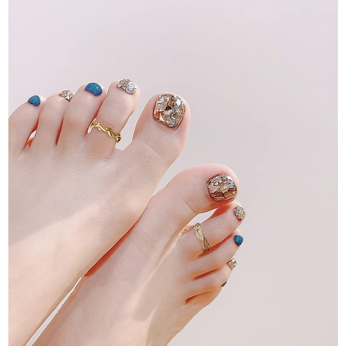 TOBENY 12PCS 14K Gold Plated Adjustable Toe Rings for Women Flower Arrow Band Open Tail Ring Women Beach Foot Jewelry Set