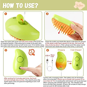 Generic Cat Steam Brush for Shedding, 3 in 1 Water Dog Brush, Pet Spa Brush for Dogs Cats, Spritz Defur Comb, Steamy Pet Brush, Pet Spray Hair Removal Comb, Cat Mist Brush, Steaming Cat Brush Steamer