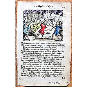 Antique Copperplate Miniature Engraving: BL9 from Ouderdom, Buyten Leven, en Hof Gedachten