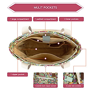 Muzale Teacher Appreciation Graduation Gifts for Women, Large Floral Tote Bag with Special Word for Beginning Teacher, End of Year Teacher Gift for Christmas, Birthday, Graduation, Last Day Of School