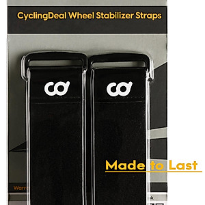 CyclingDeal Pack of 2 Bike Rack Straps - Bicycle Wheel Stabilizer for Car, Garage Rack, Repair Stand - Double Sided Extra Long Adjustable Hook and Loop Straps - Universal Fit Bikes