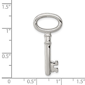 Solid 925 Sterling Silver Key Pendant Charm - 33mm x 15mm